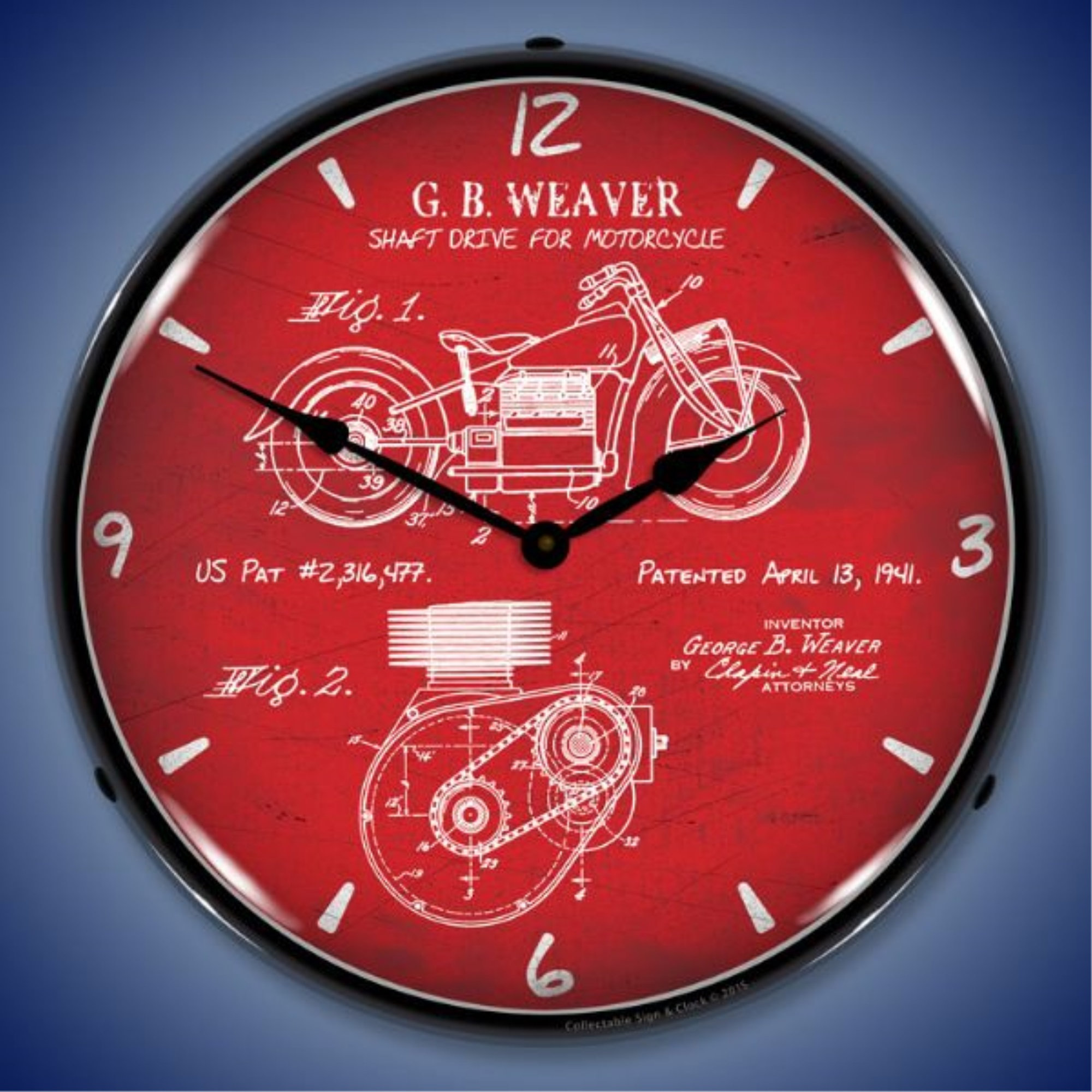 RE1508616 1941 Indian Motorcycle Patent Clock - Contemporary - Wall ...
