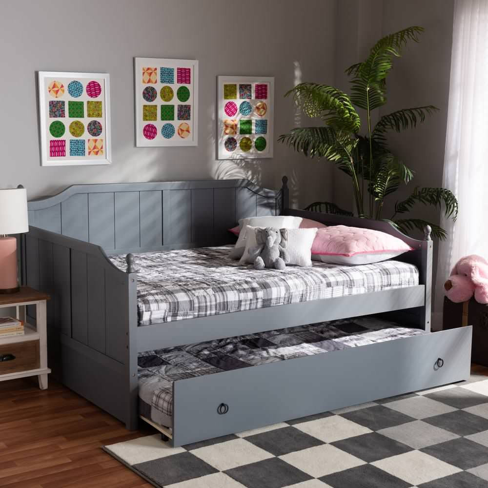 Baxton Studio Millie Cottage Farmhouse Grey Finished Wood Full Size ...
