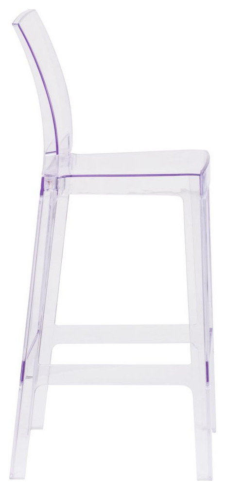Ghost Chair with Square Back in Transparent Crystal, 17"x20.5"x43.75 ...
