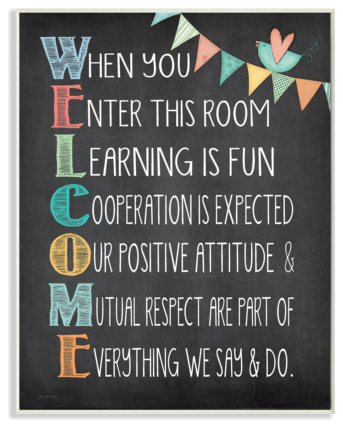 Welcome Acrostic Rainbow Chalk Plaque, 10"x0.5"x15", 10"x0.5"x15 ...