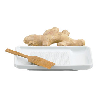 Helen Chen's Asian Kitchen White Porcelain Ginger Grater with Bamboo ...