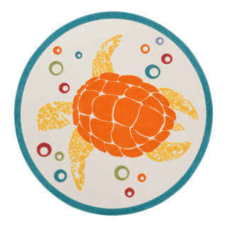 Nourison Home 8' Round Aloha Teal Multi-Color Area Rug, 7 10 xRound ...