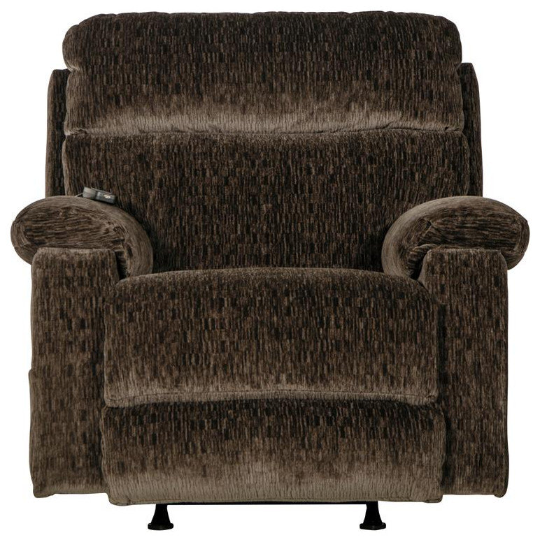 Vale Power Rocker Recliner with Heat & Massage in Brown Polyester ...