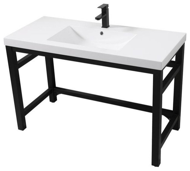 48 Inch Ada Compliant Single Bathroom Metal Vanity In Black - Beach ...