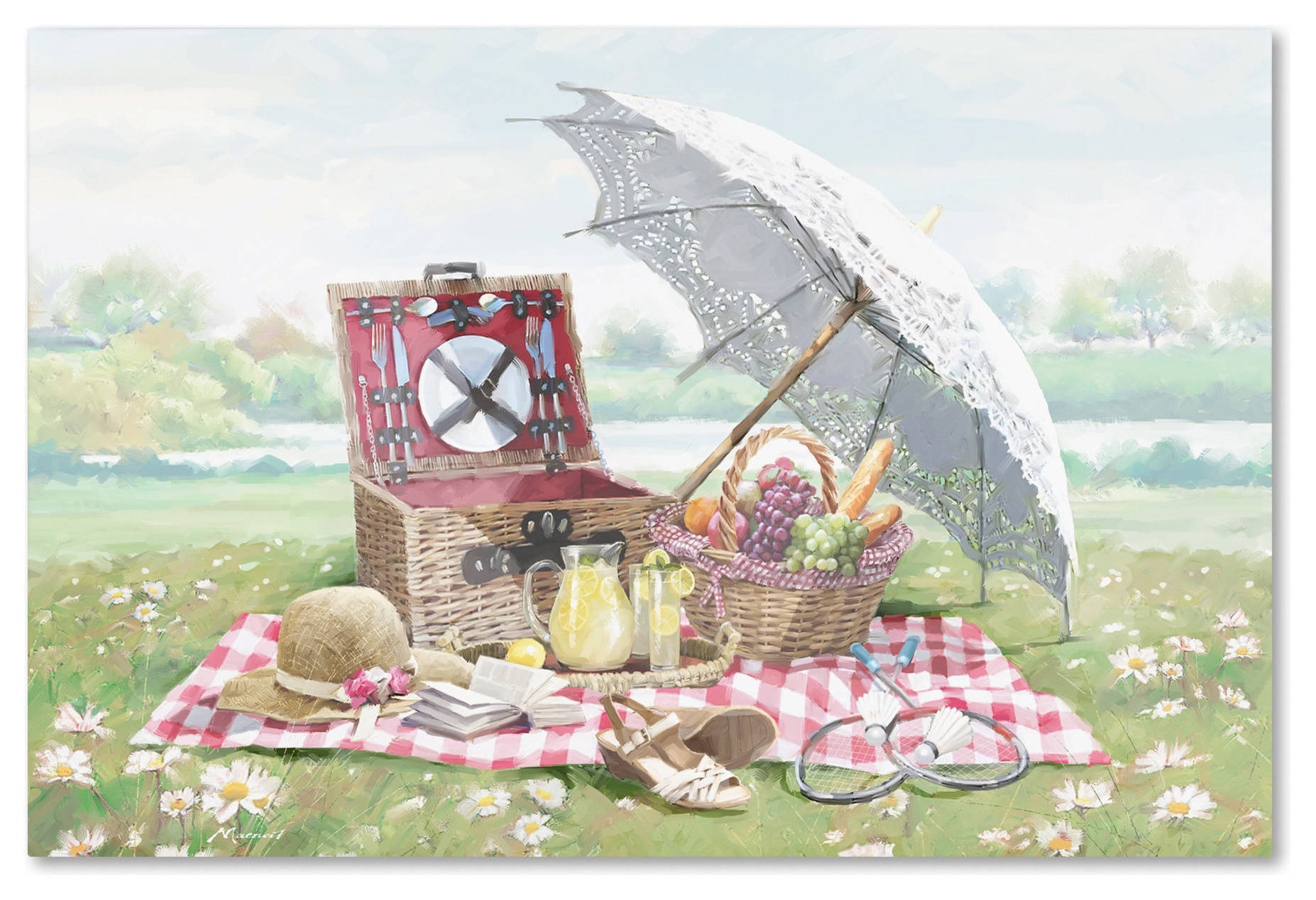 The Macneil Studio 'Picnic Landscape' Canvas Art, 47"x30 ...