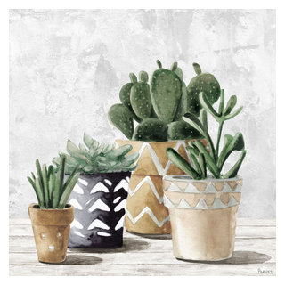 "Triangle Pots" Painting Print on Wrapped Canvas, 12x12 - Southwestern ...