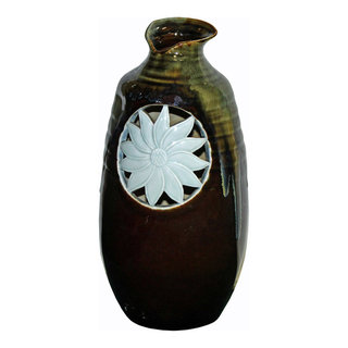 Artistic Odd Shape Vase Gloss Grace W/ Sun Flower Graphic - Farmhouse ...