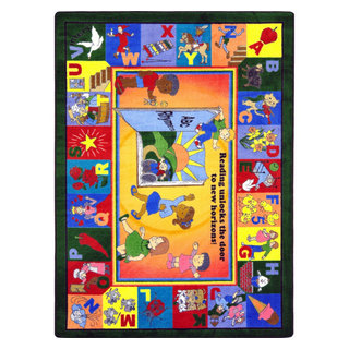 Read & Rhyme 10'9" x 13'2" area rug in color Multi - Contemporary ...