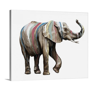 "Elephant Call" Wrapped Canvas Art Print, 36"x30" - Contemporary ...