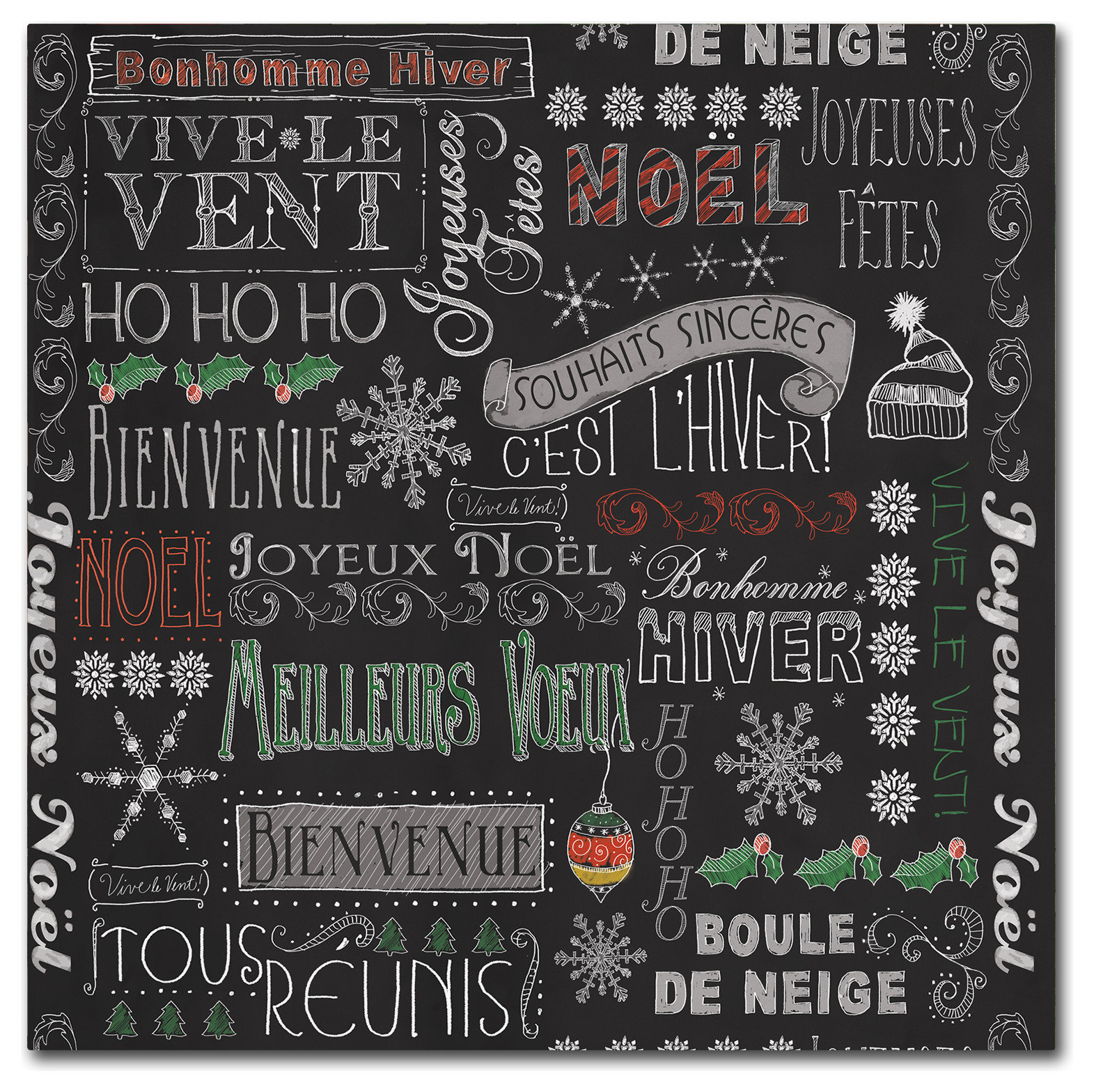 Fiona Stokes-Gilbert 'Chalk Christmas F Patt' Canvas Art, 18"x18 ...