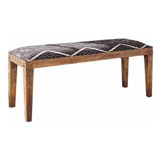 Coaster Contemporary Wood Bench with Upholstered Seat in Natural ...