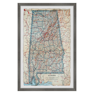 "Blue Alabama Map" Framed Painting Print, 20x30 - Contemporary - Prints ...