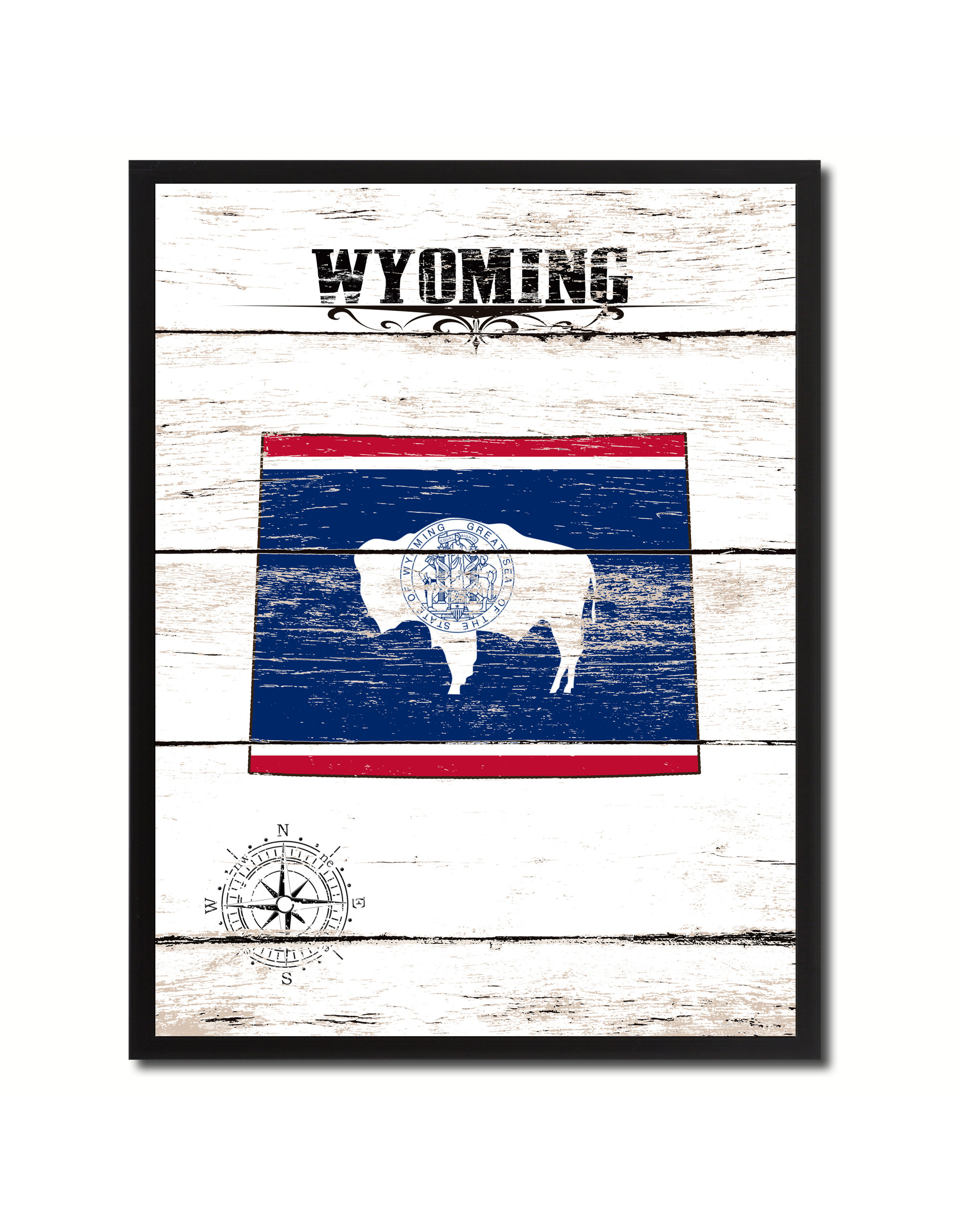Wyoming State Flag Canvas, 28"x37", 13"x17" - Contemporary - Prints And ...