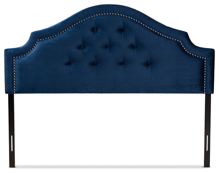 Cora Royal Blue Velvet Fabric Upholstered Queen Size Headboard ...