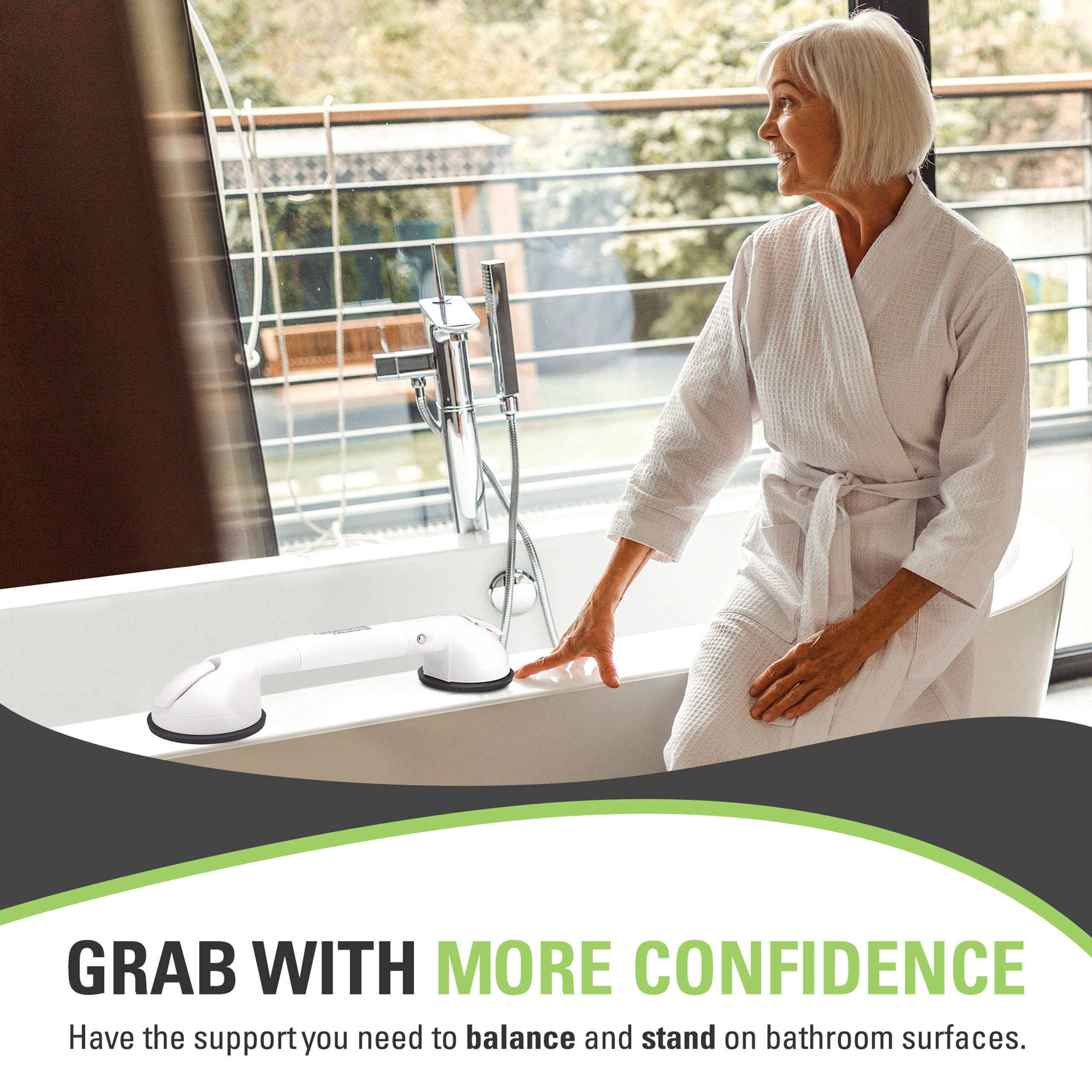 Tile Grip Portable Suction Telescoping Grab Bar - Traditional - Grab ...