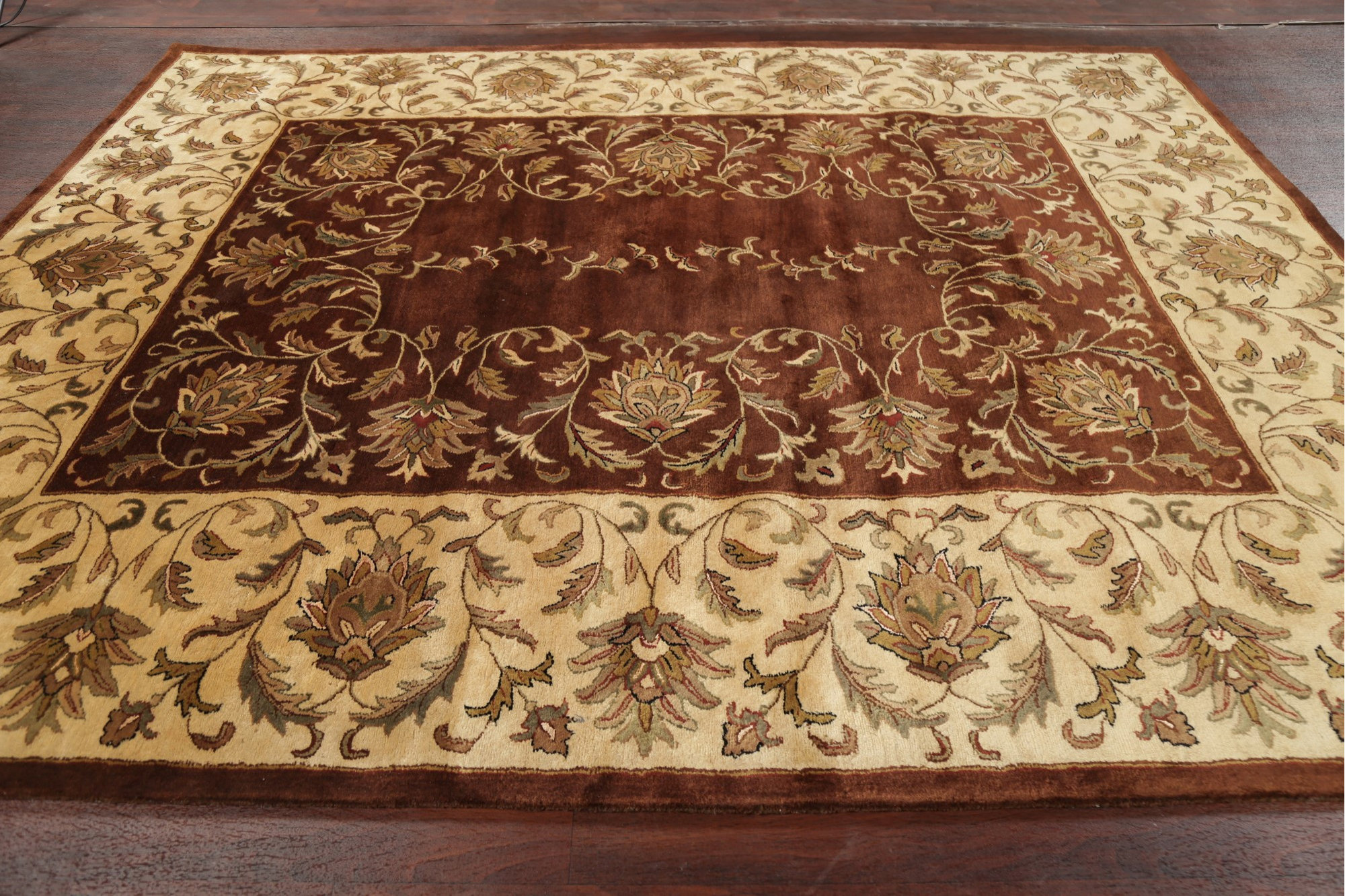 Indian French Toile Carpet Bordered Oriental Hand-Tufted Area Rug ...