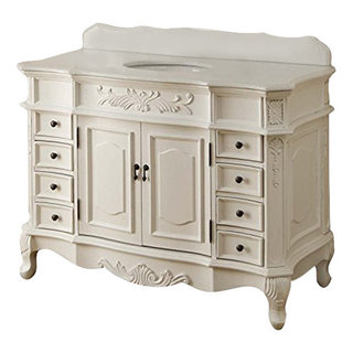 42" Morton Antique-Style Bathroom Cabinet Vanity Imperial White Marble ...