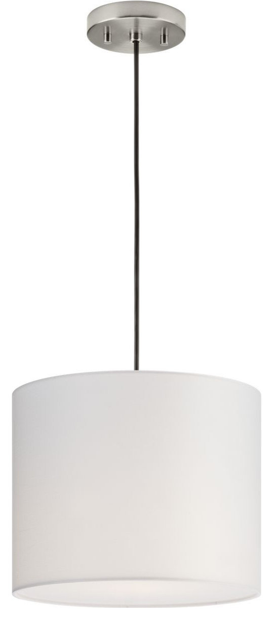 Markor Collection One-Light White Linen Shade Transitional Pendant, 12 ...