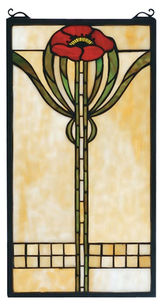 Meyda Lighting 67789 11"Wx20"H Parker Poppy Stained Glass Window ...