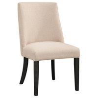 Live Edge Set of 2 Upholstered Parson Chairs, Cream/Black ...