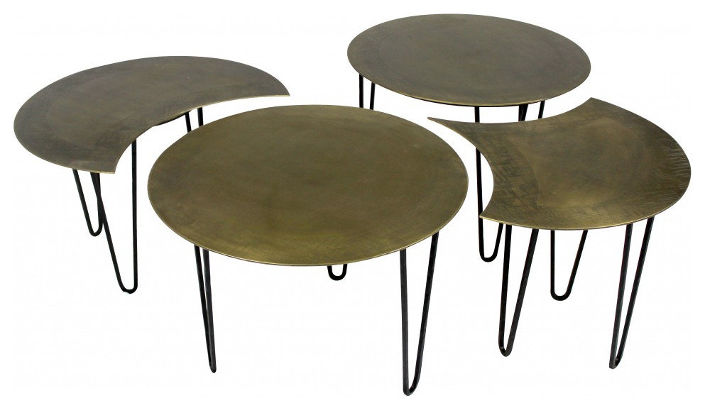 Set of Four Bohemian Gold Cocktail Table Set - Midcentury - Coffee ...