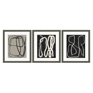 Naive Lines I Artwork, 3-Piece Set - Contemporary - Prints And Posters ...