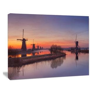Dutch Windmills Panorama, Abstract Canvas Art Print, 60"x40"x1.5 ...
