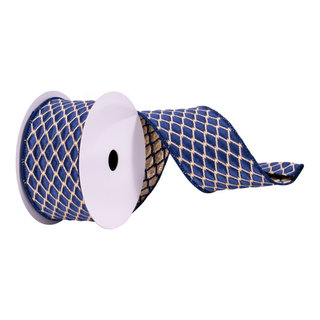 2.5"x10Yd Navy/Champagne Ropes Ribbon - Contemporary - Holiday ...