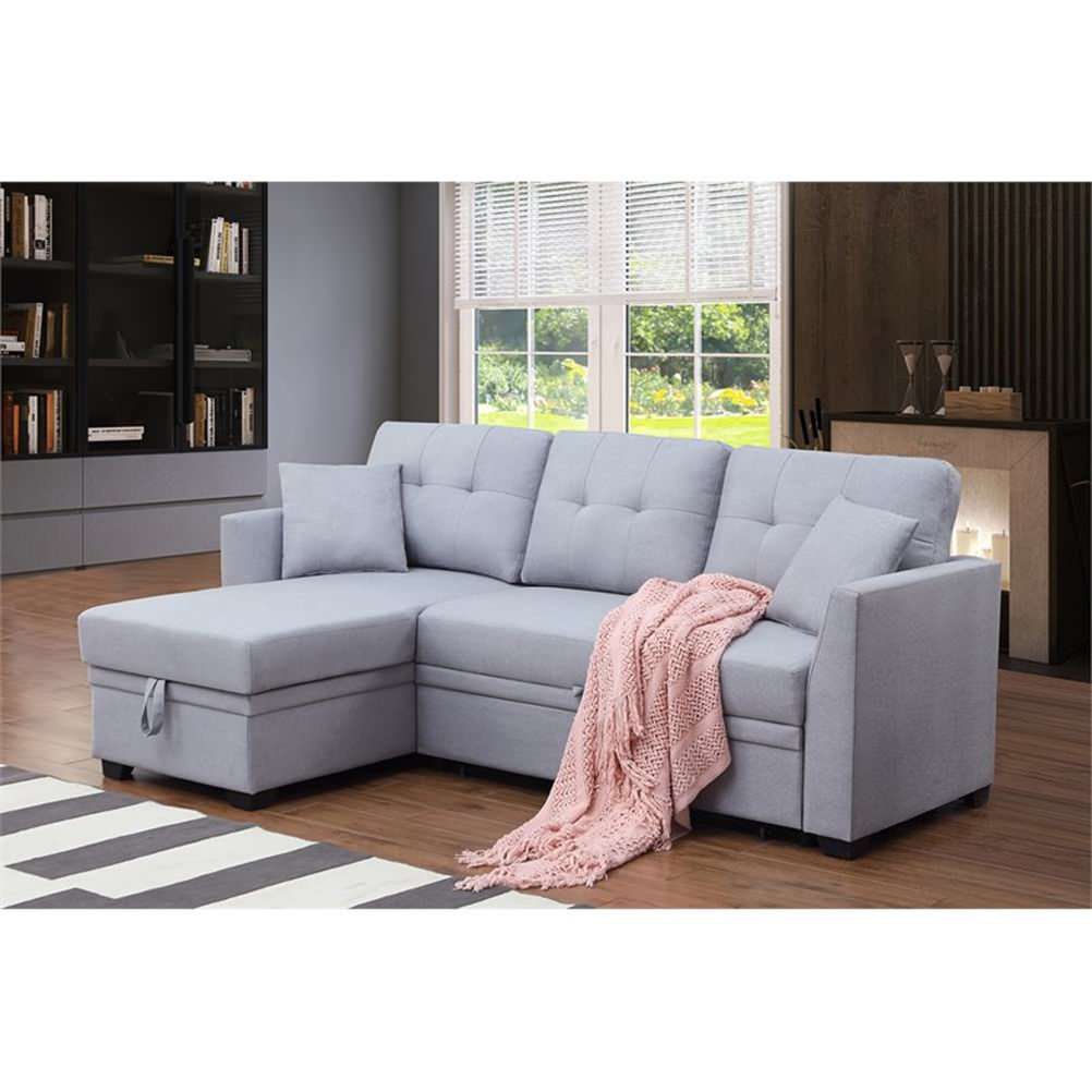 Pemberly Row 3-Seat Modern Fabric Sleeper Sectional Sofa with Storage ...