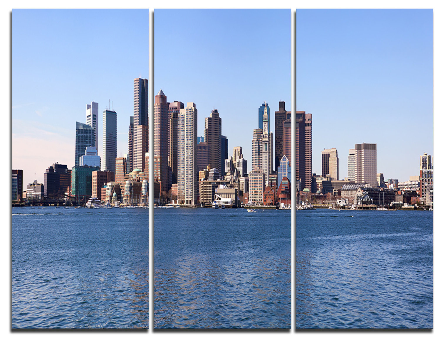 "Boston Skyline" Panorama Cityscape Canvas Photo Print, 36"x28" 3 Panel ...