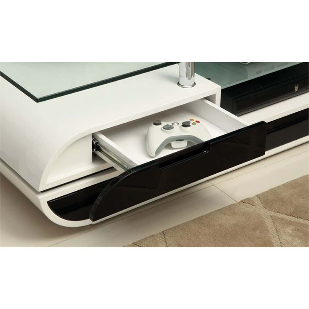 Furniture of America Duri Contemporary Glass Top TV Stand in White and ...