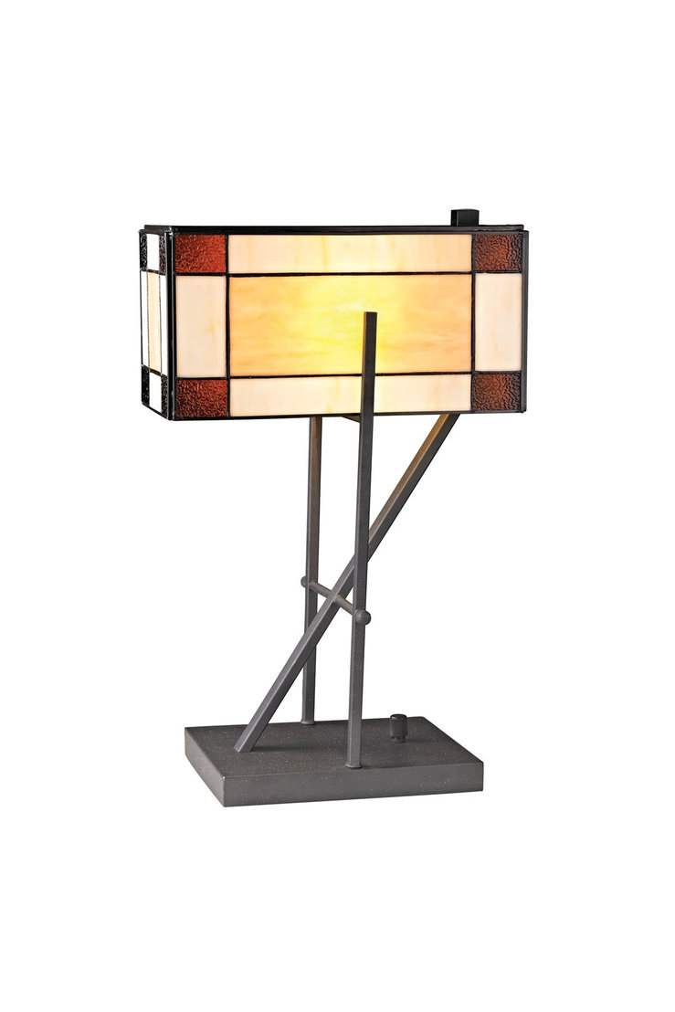 Angular Tiffany Glass Table Lamp With Enclosed Shade - Craftsman ...