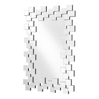 Pemberly Row 47" x 32" Contemporary Textured Decorative Clear Mirror ...