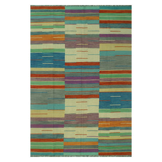 Winchester Kilim Alburt Rust/Green Rug, 6'5x9'7 - Contemporary - Area ...
