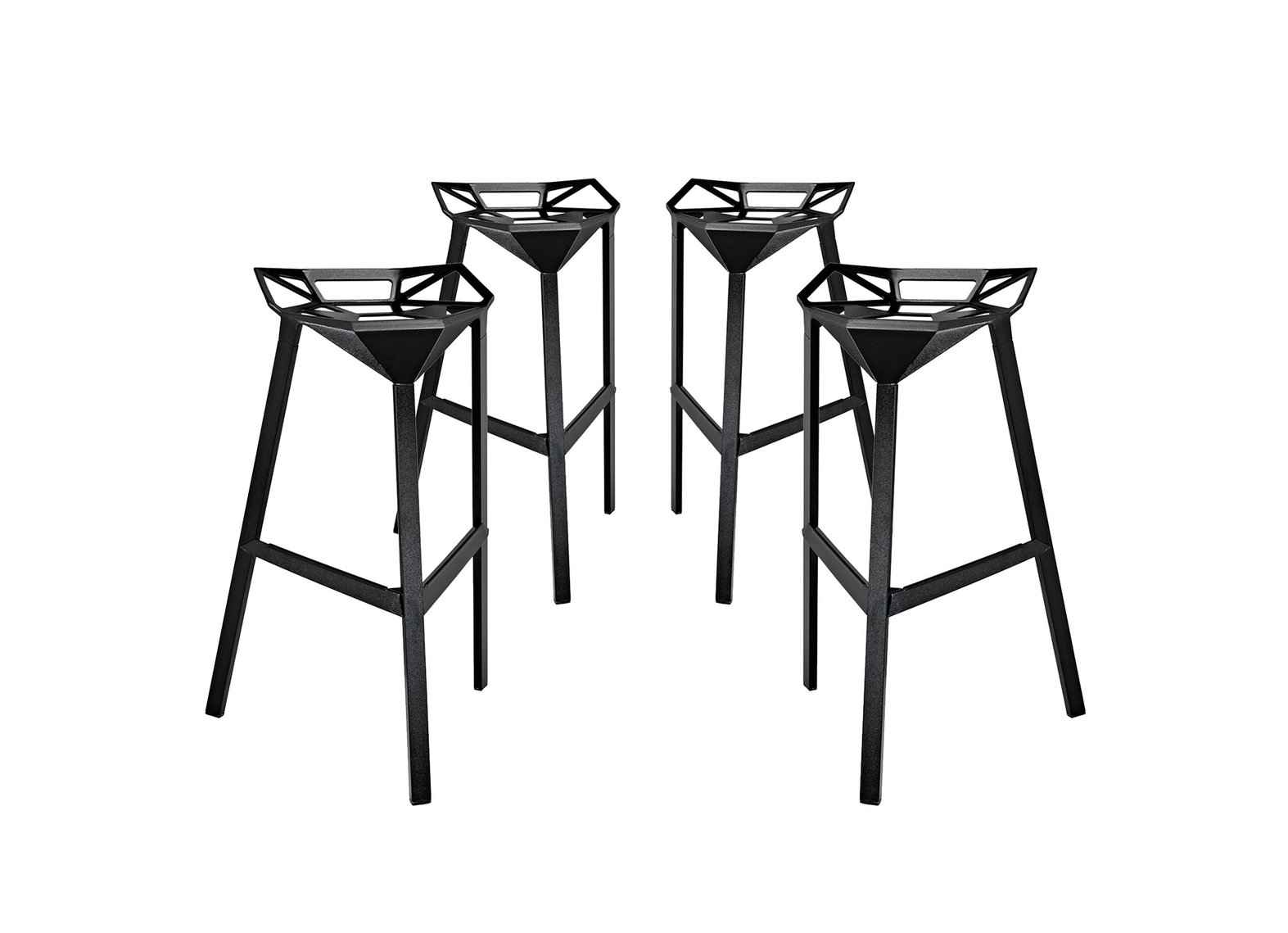 Modern Black Launch Stacking Bar Stool Set of 4, 22"Lx22.5"Wx32.5"H ...