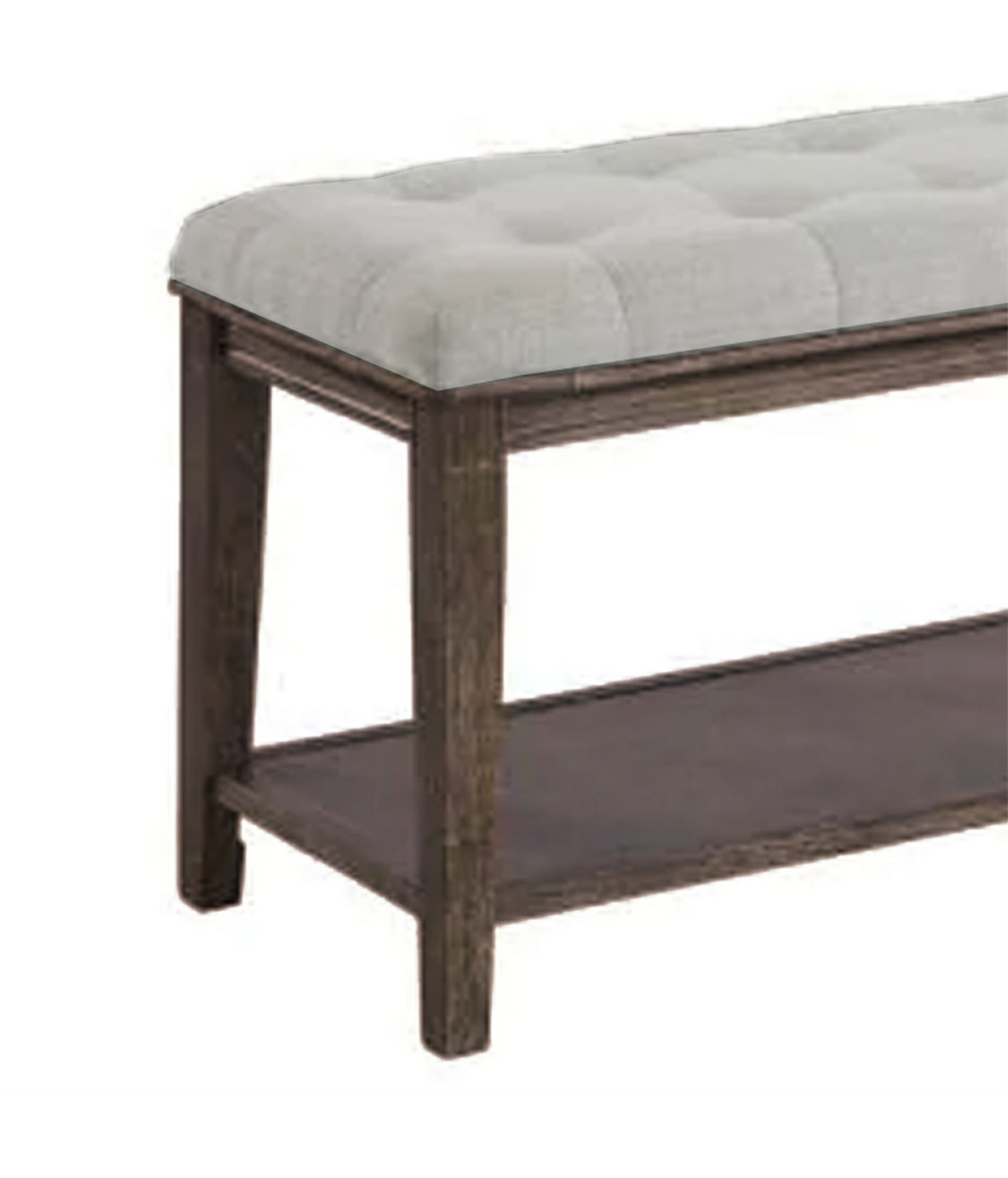 Bench with Button Tufted Seat and Open Shelf, Beige - Transitional ...