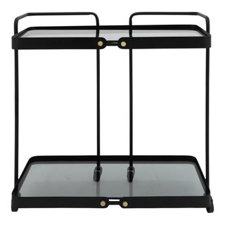Metal, 27" 2-Layered Bar Cart With Smokey Glass, 27x13x27 ...
