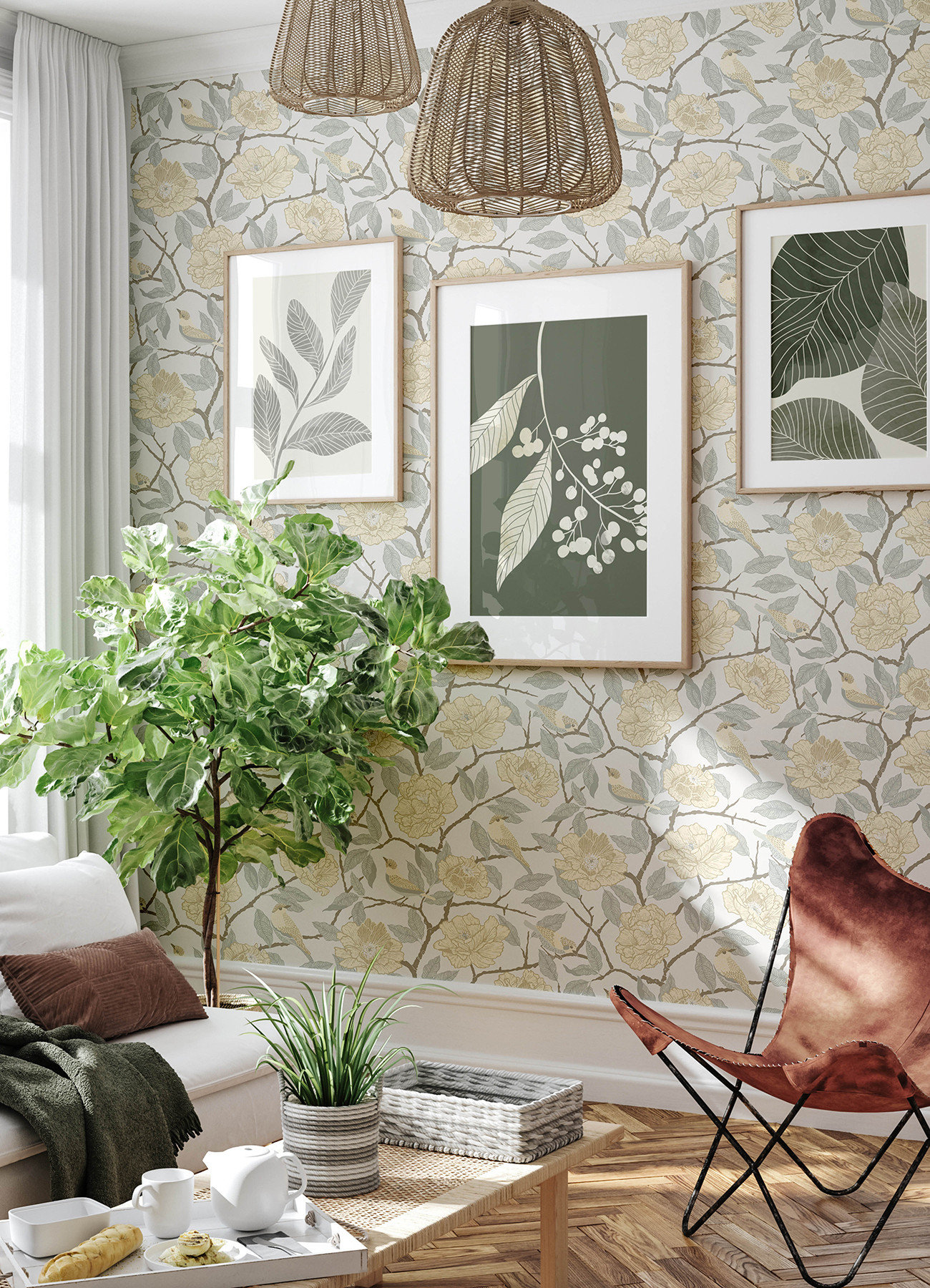 Bernadina Light Yellow Rosebush Wallpaper, Bolt - Contemporary ...