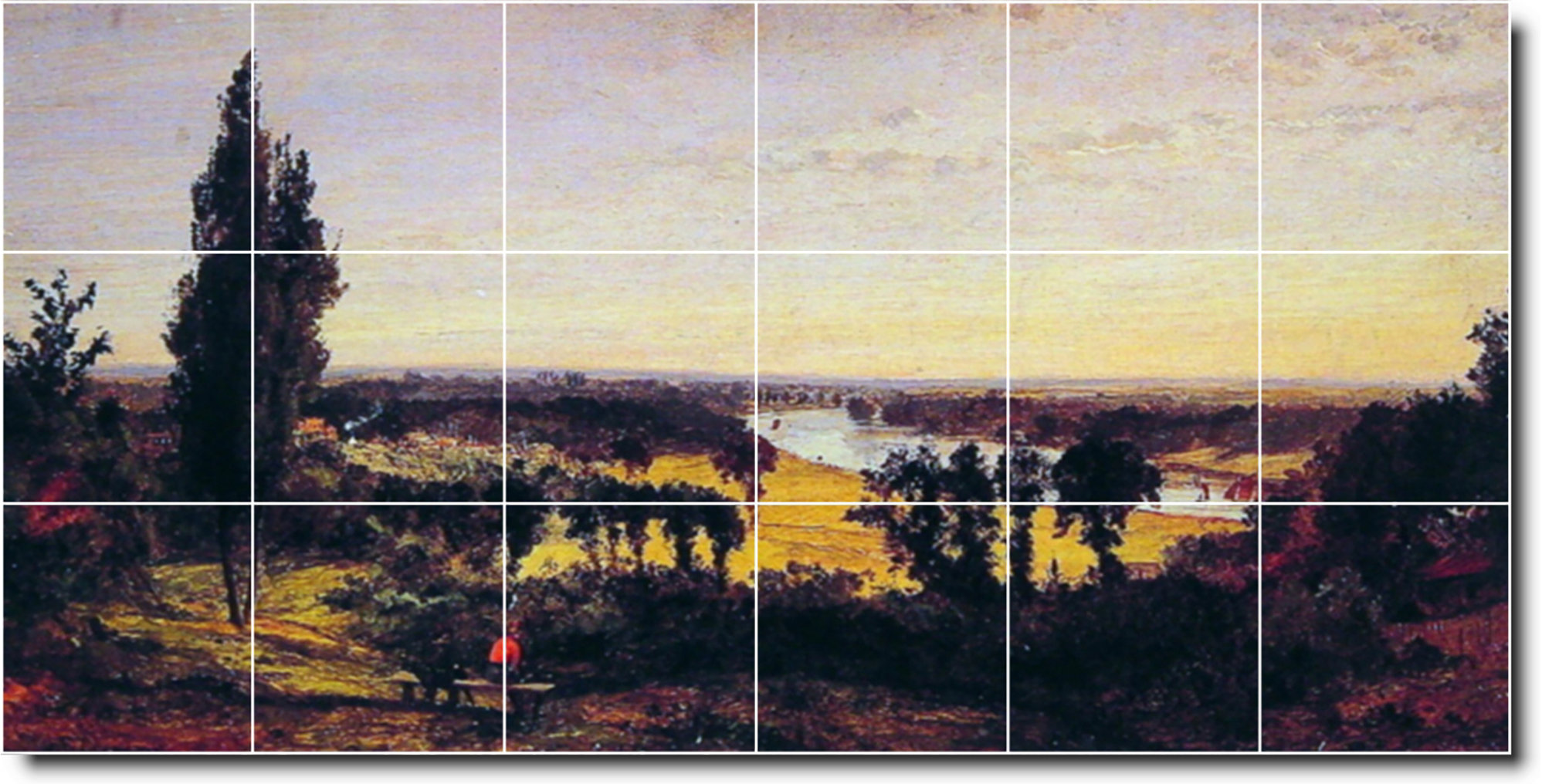 Jasper Cropsey Landscapes Painting Ceramic Tile Mural #292, 36" Wide x ...