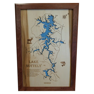Lake Nottely, Georgia-Wood Lake Map - Contemporary - Prints And Posters ...