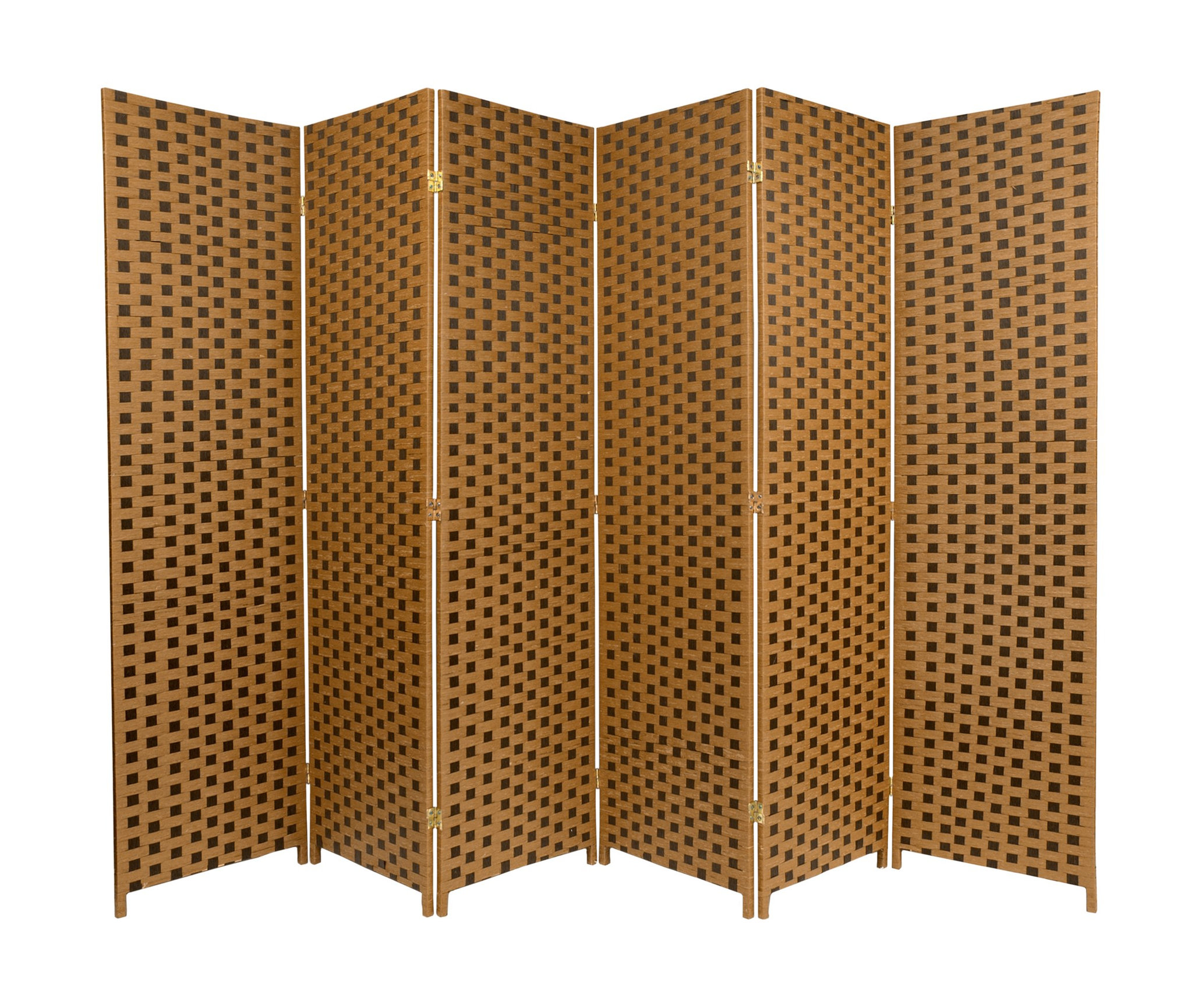 Contemporary Woven Room Divider with Dark Brown and Tan Checkerboard ...