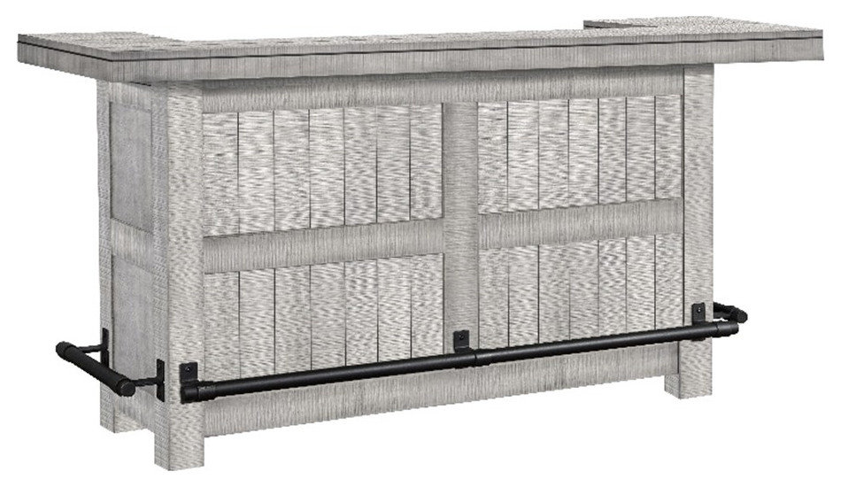 Pemberly Row 42" Traditional Mahogany Wood Home Bar in Gray Finish ...