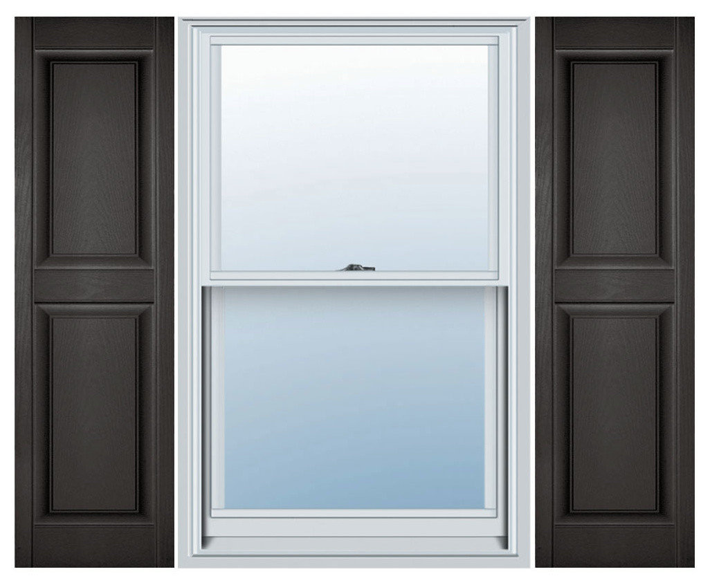 Custom Two Equal Panels, Raised Panel Shutters, Musket Brown, 12"W x 78"H - Traditional ...