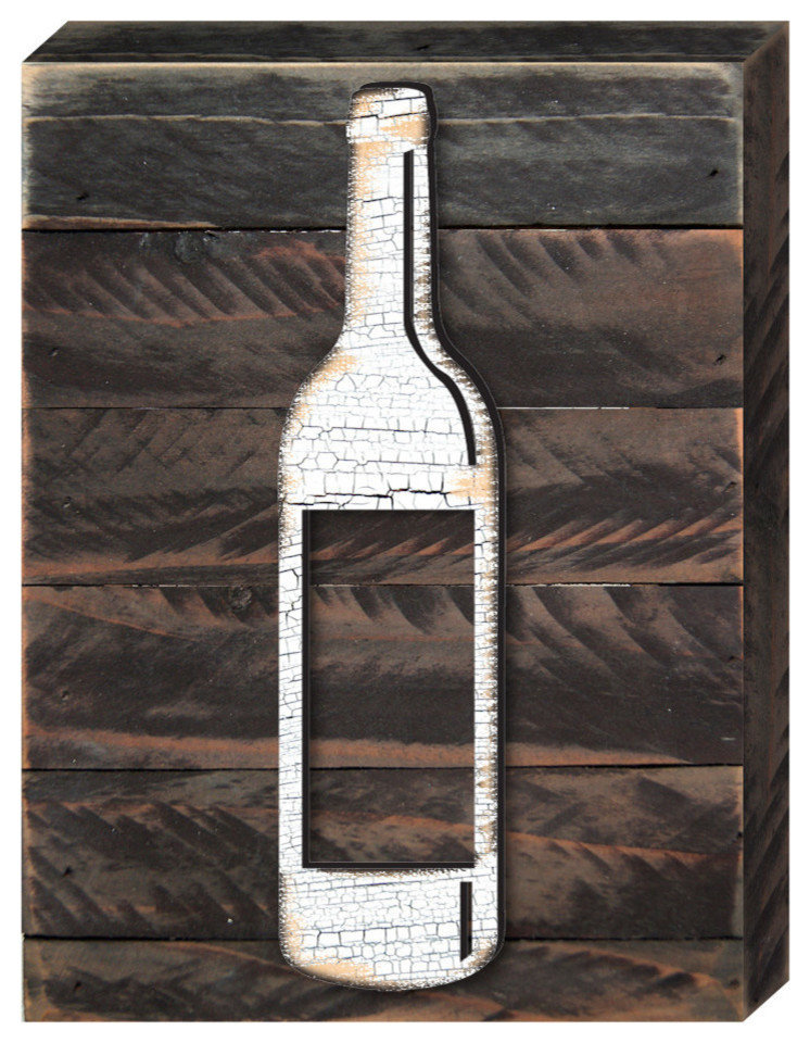 Wine Bottle Block, 18"x12" - Contemporary - Outdoor Wall Art - by G ...