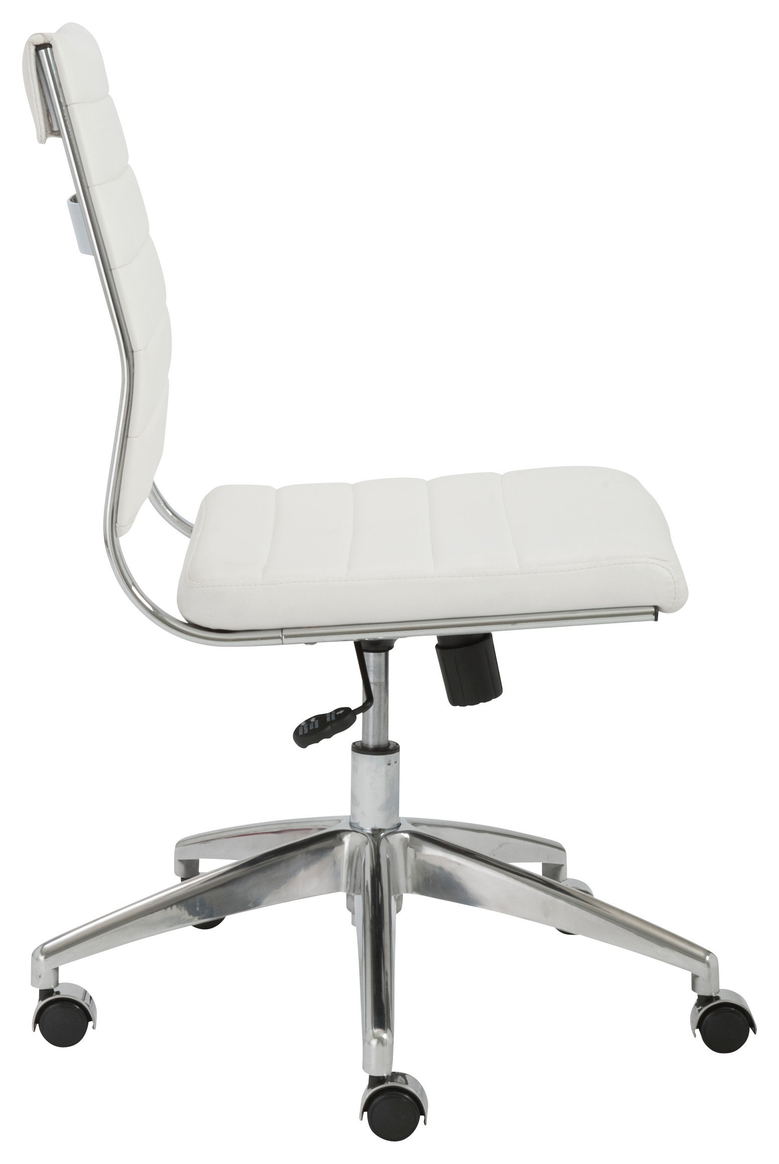 Axel Low Back Office Chair Witho Armrests, White With Aluminum Base ...