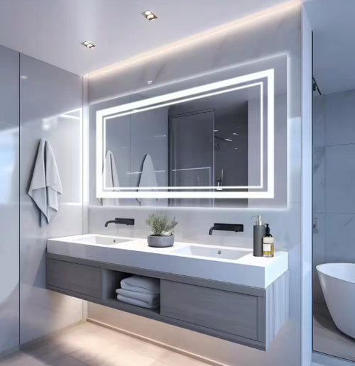 60" floating double sink vanity - under vanity LED lights?