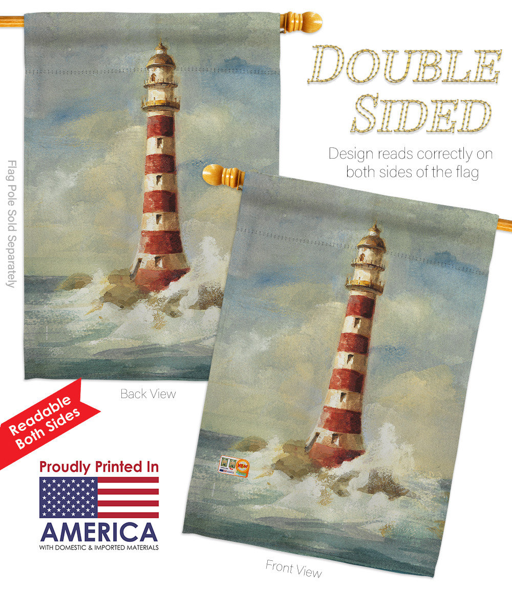 Lighthouse by the Sea Coastal Nautical House Flag Set - Modern - Flags ...