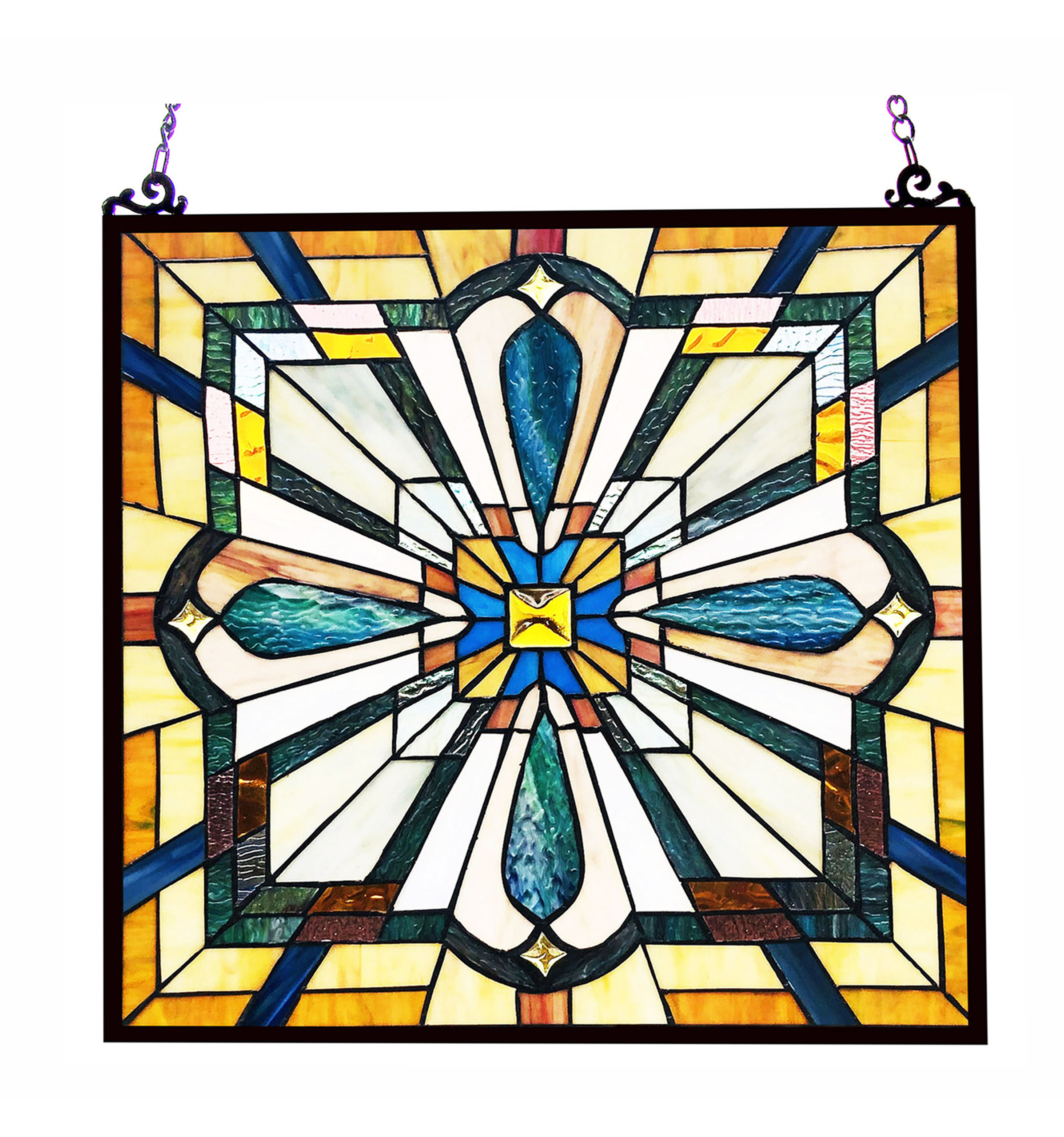 ARCHIE Tiffany-Style Mission Stained Glass Window Panel, 20 ARCHIE Tiffany-Style Mission Stained Glass Window Panel, 20