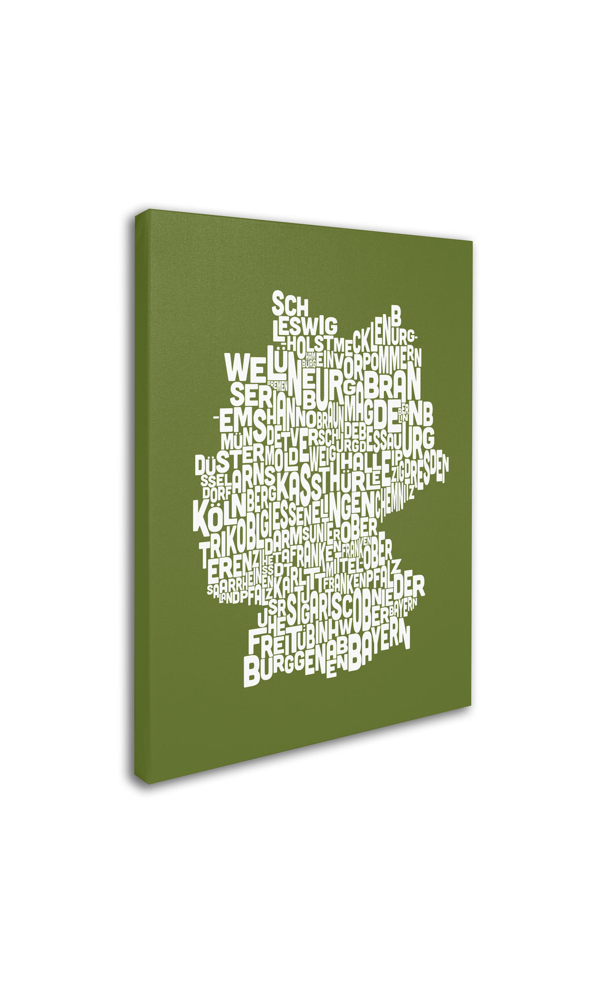 'Germany Regions Map - Olive' Canvas Art by Michael Tompsett, 22" x 32 ...