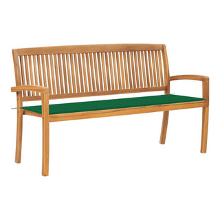 vidaXL Outdoor Patio Bench Stacking Patio Bench with Cushion Solid Wood ...